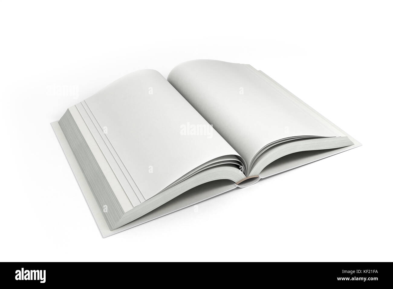 Open white book isolated on white Stock Photo - Alamy