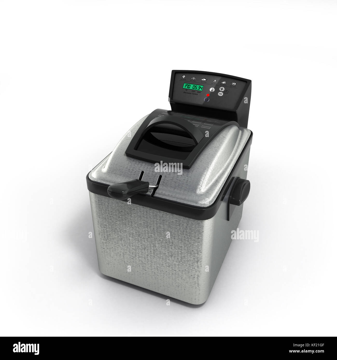 modern steel deep fryer isolated on white background Stock Photo - Alamy