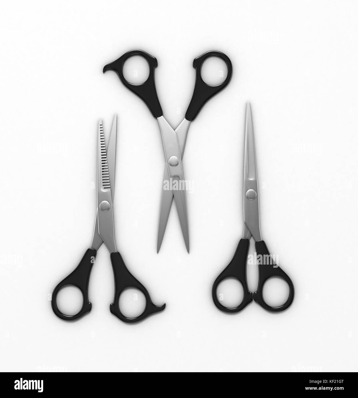 different barbers scissors insulated on white background Stock Photo ...