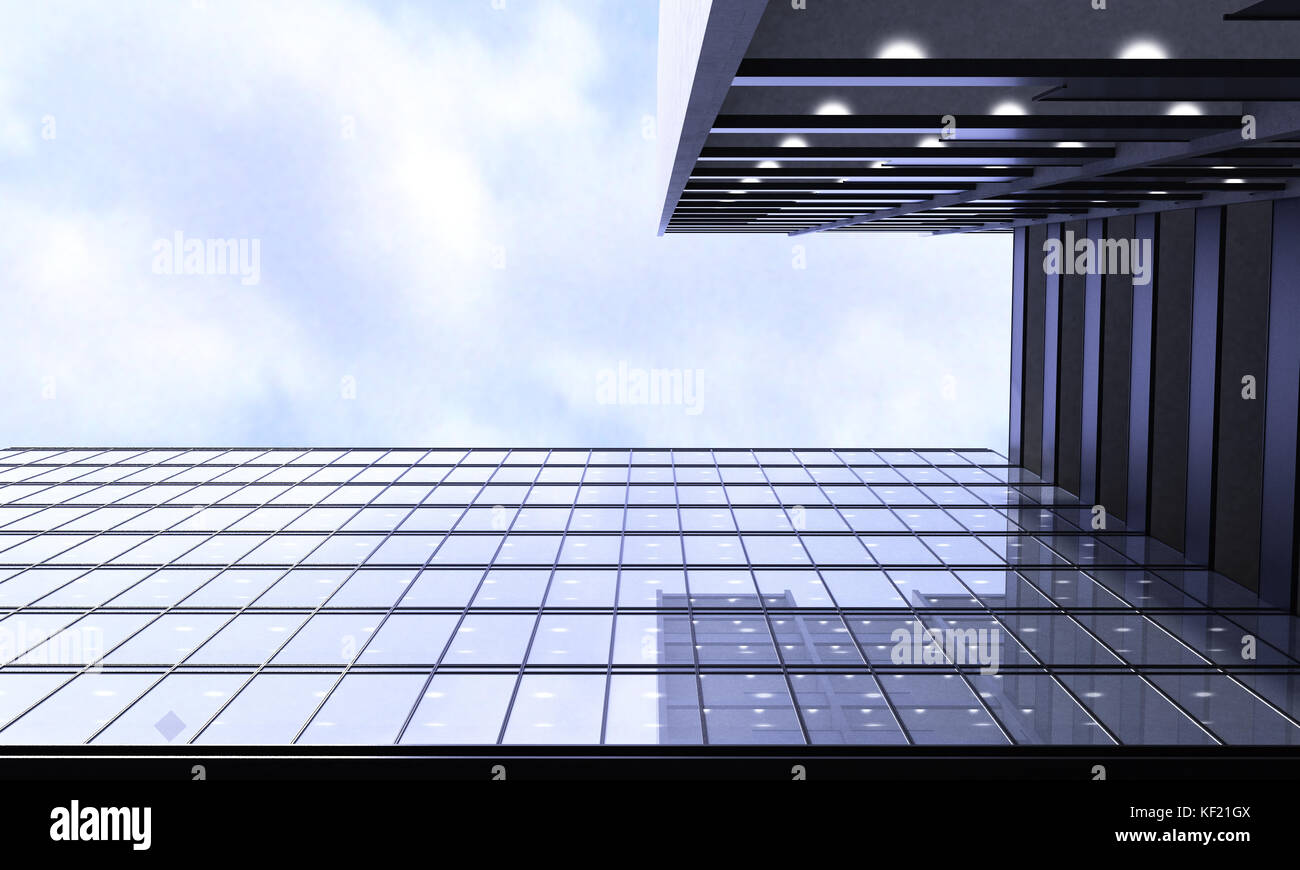 glass building view from below with sky background Stock Photo - Alamy