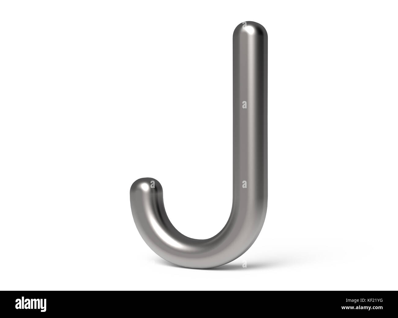 3D render metallic alphabet J, thin and glossy 3D font design Stock ...