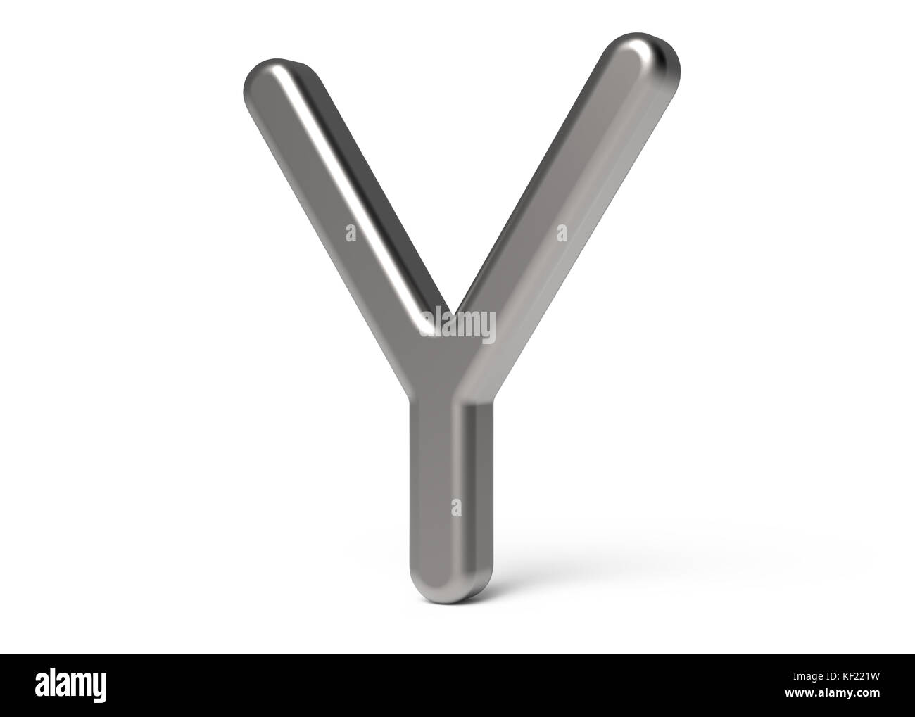 3D render metallic alphabet Y, thin and glossy 3D font design Stock ...