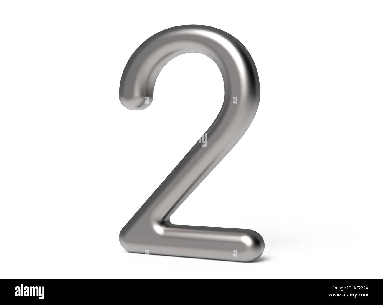 3D render metallic number 2, thin and glossy 3D figure design Stock ...