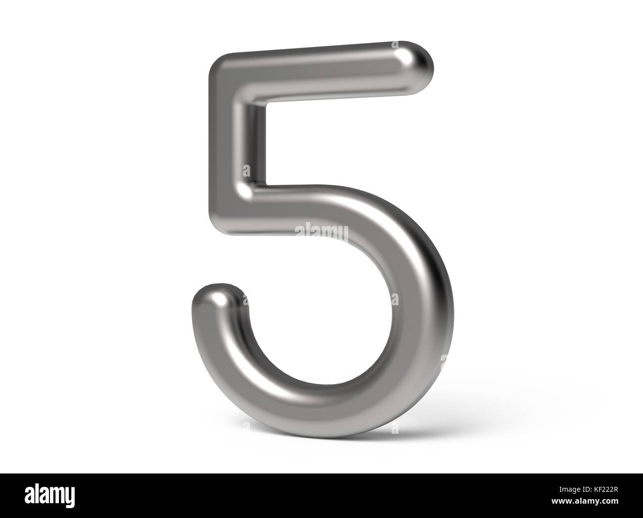 3D render metallic number 5, thin and glossy 3D figure design Stock ...