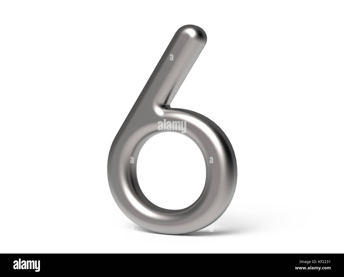 3D render metallic number 6, thin and glossy 3D figure design Stock ...
