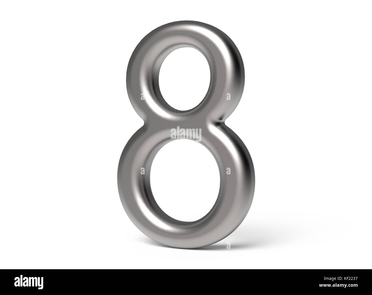 3D render metallic number 8, thin and glossy 3D figure design Stock ...