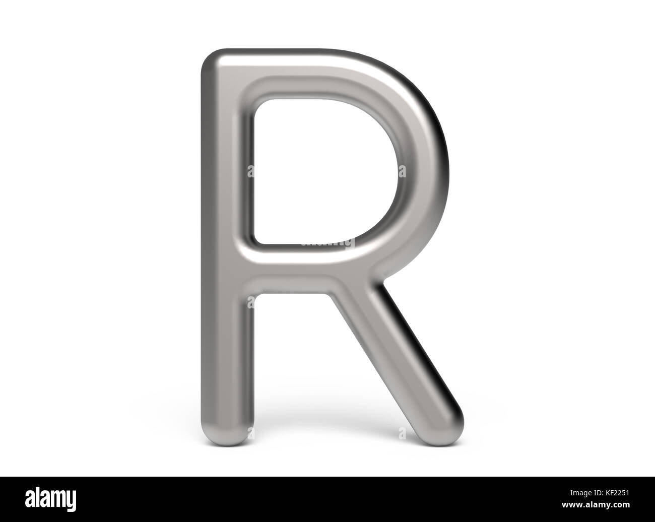 3D render metallic alphabet R, thin and glossy 3D font design Stock ...