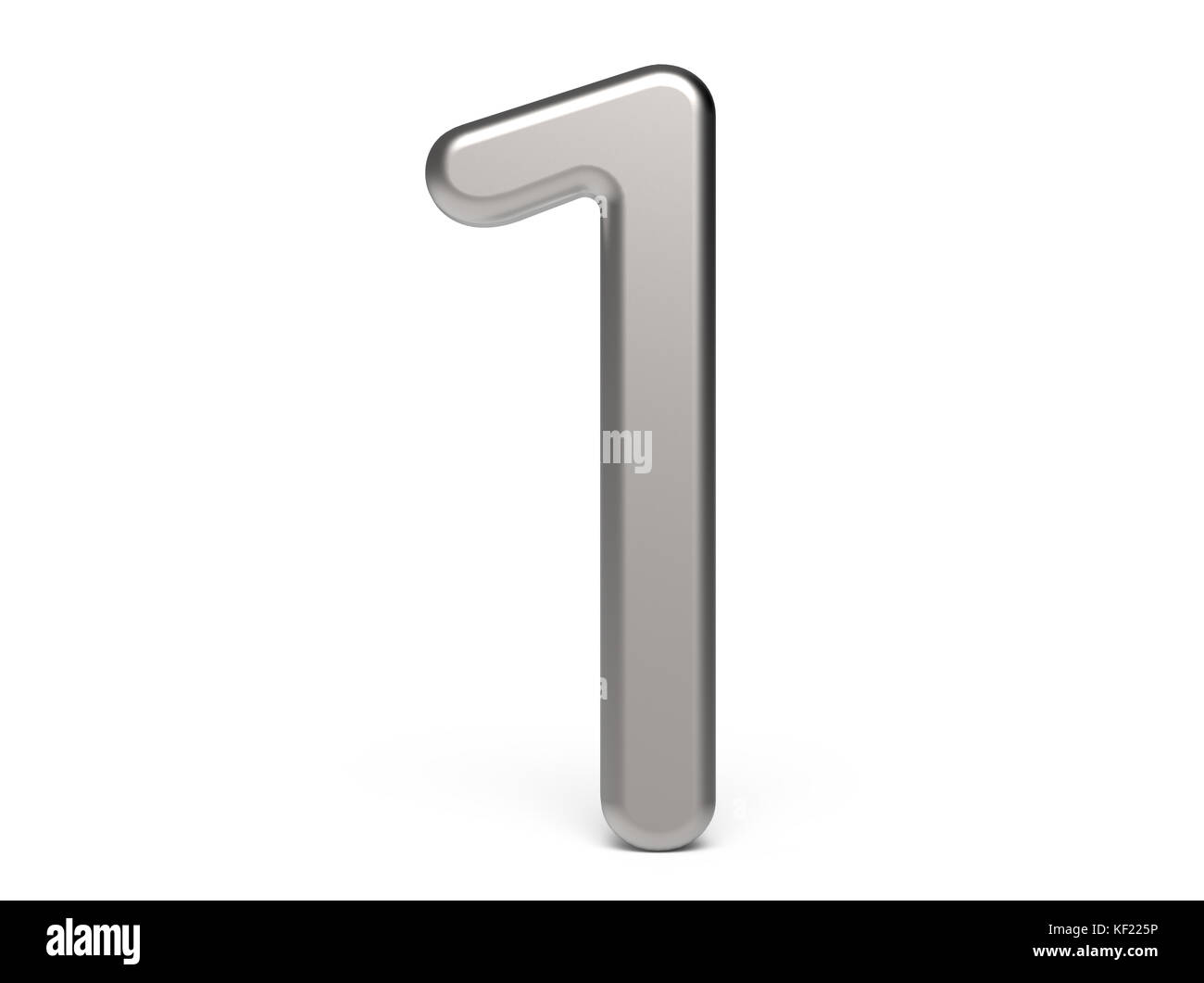 3D render metallic number 1, thin and glossy 3D figure design Stock ...