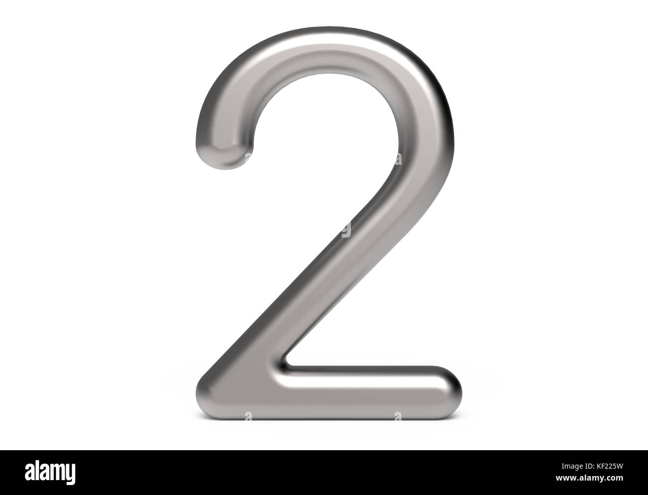3D render metallic number 2, thin and glossy 3D figure design Stock ...