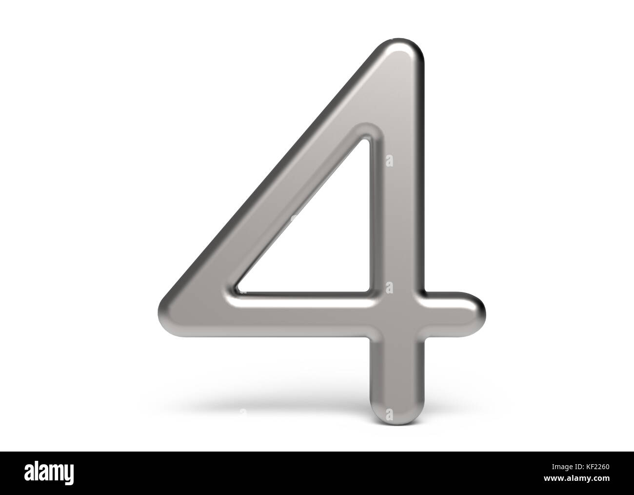 3D render metallic number 4, thin and glossy 3D figure design Stock ...