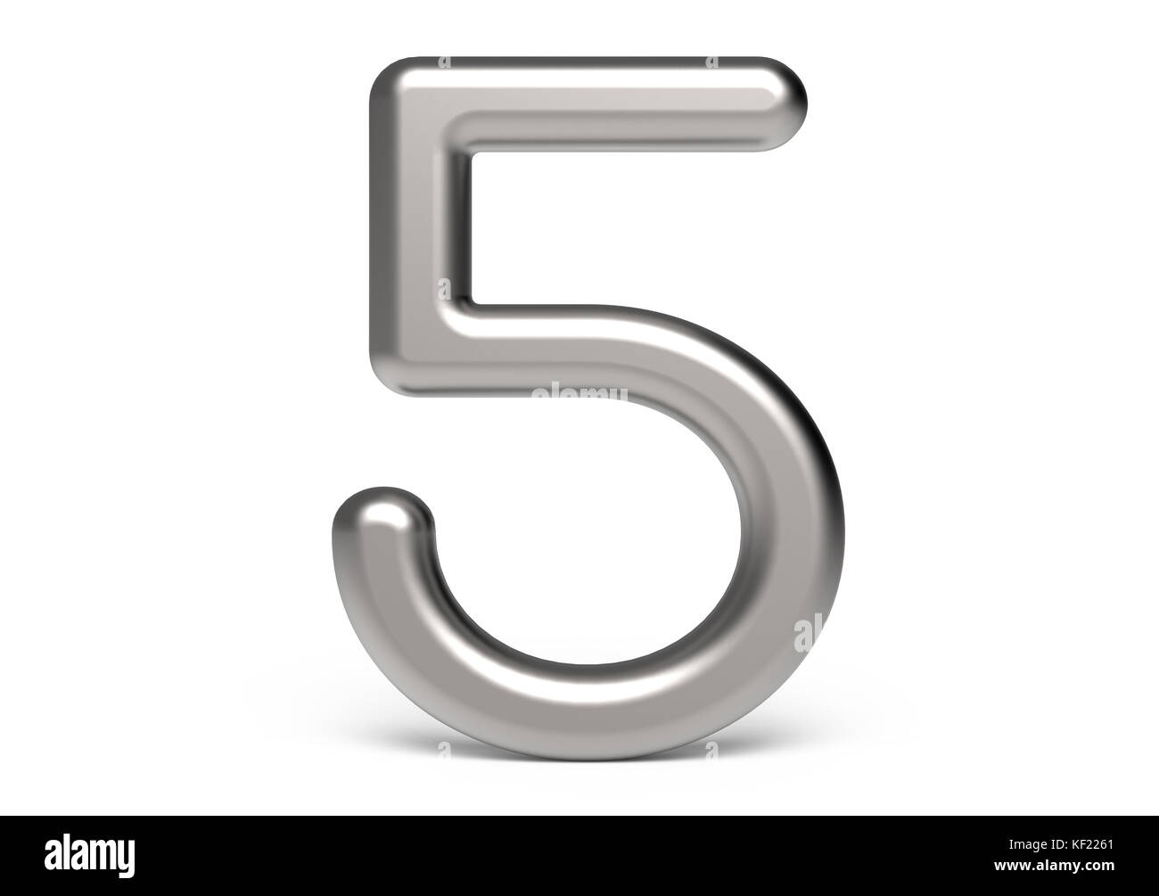 3D render metallic number 5, thin and glossy 3D figure design Stock ...
