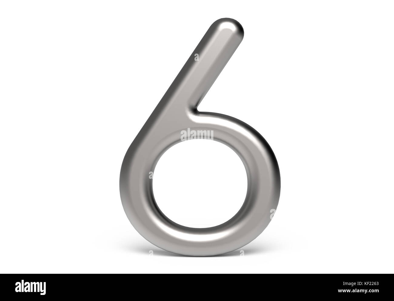 3D render metallic number 6, thin and glossy 3D figure design Stock ...