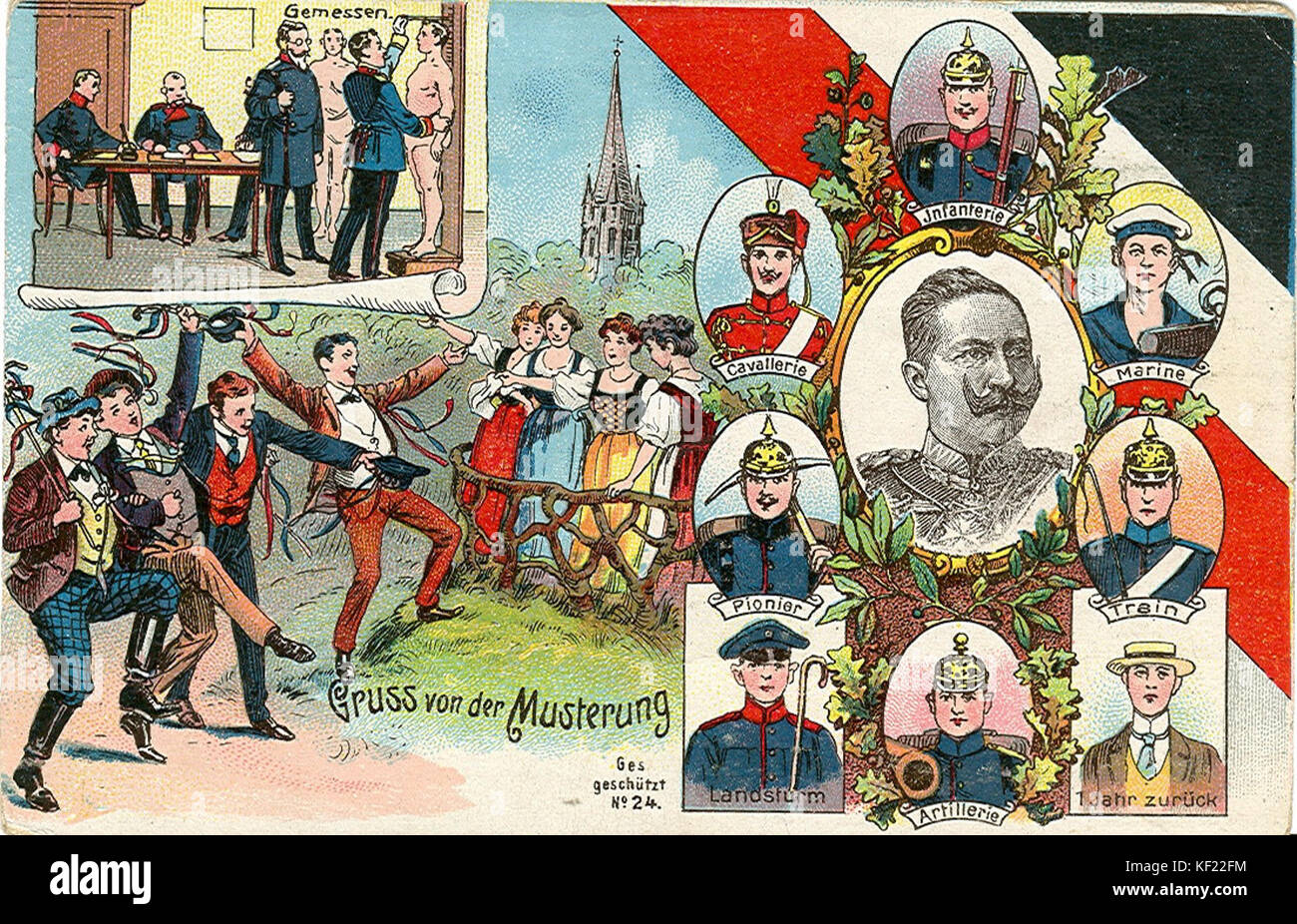 Musterung postcard Stock Photo - Alamy