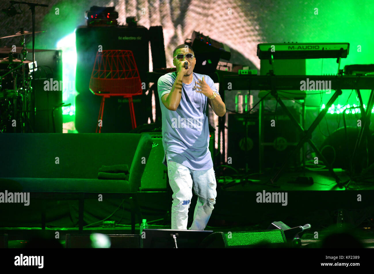 Ms Lauryn Hill and Nas perform on stage during the Powernomics tour at ...