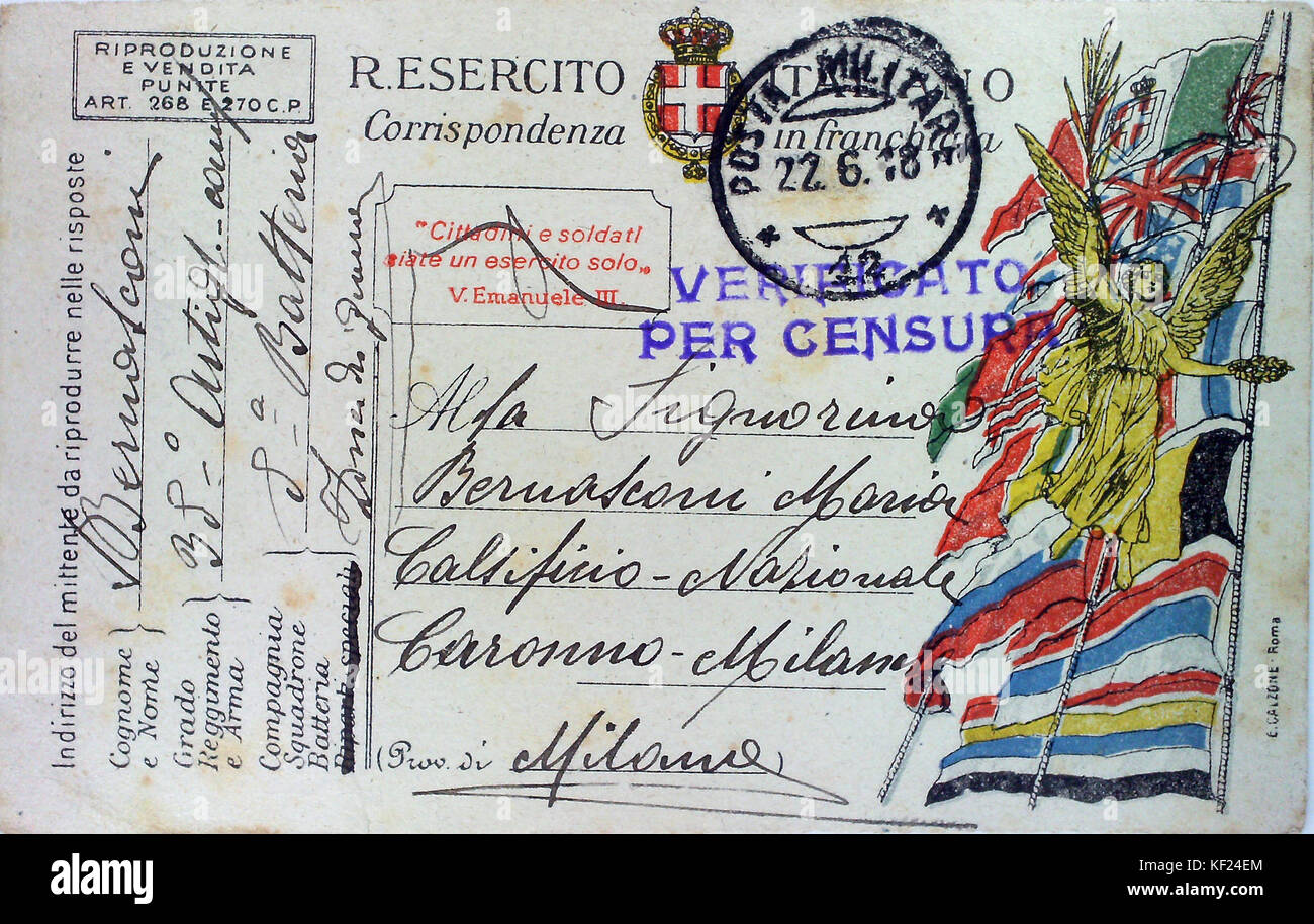 Military postal card WWI 1918 Stock Photo - Alamy