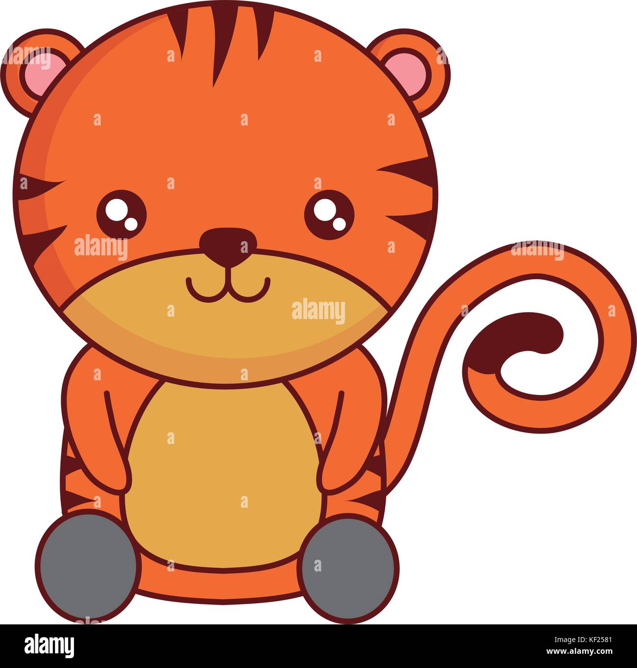 cute tiger icon over white background vector illustration Stock Vector ...