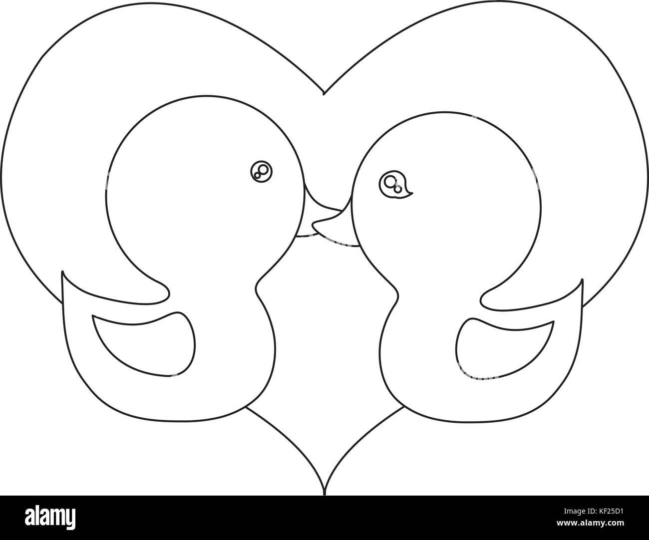 heart with cute couple of ducks icon over white background vector ...
