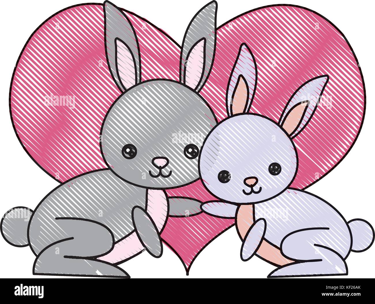 heart with cute rabbit icon over white background vector illustration ...