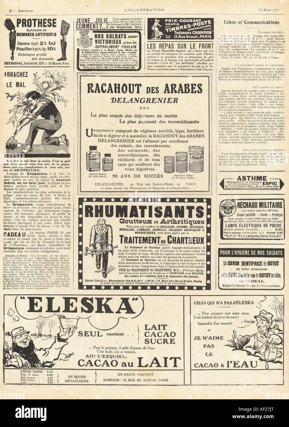 No 3758 13 Mars 1915, scan 4, Annonces 2 Stock Photo - Alamy