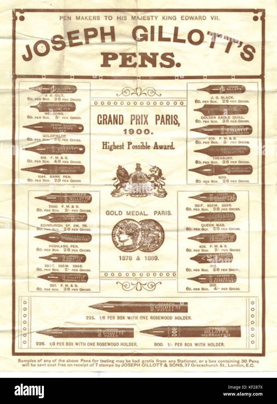 Gillott adv c1900 Stock Photo - Alamy