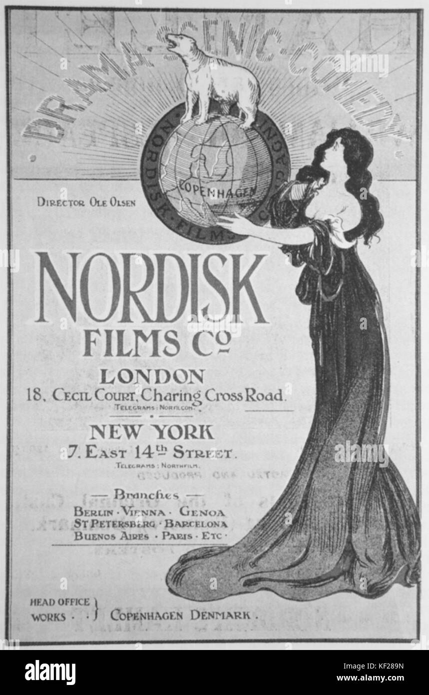 A large promotional poster for the Nordisk Films Kompagni, a pioneering ...