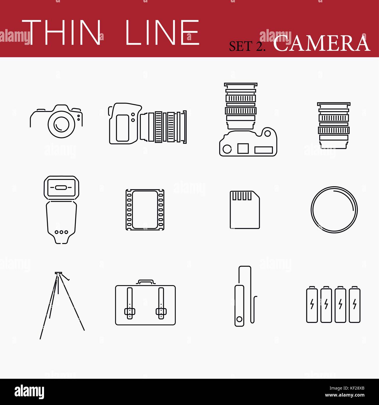 Camera icons and camera accessories icons Stock Vector Image & Art - Alamy