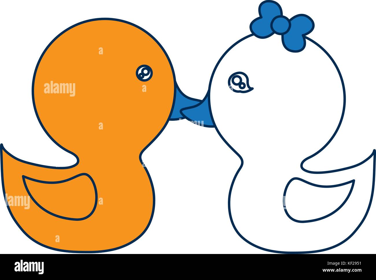 cute couple of ducks icon over white background vector illustration ...