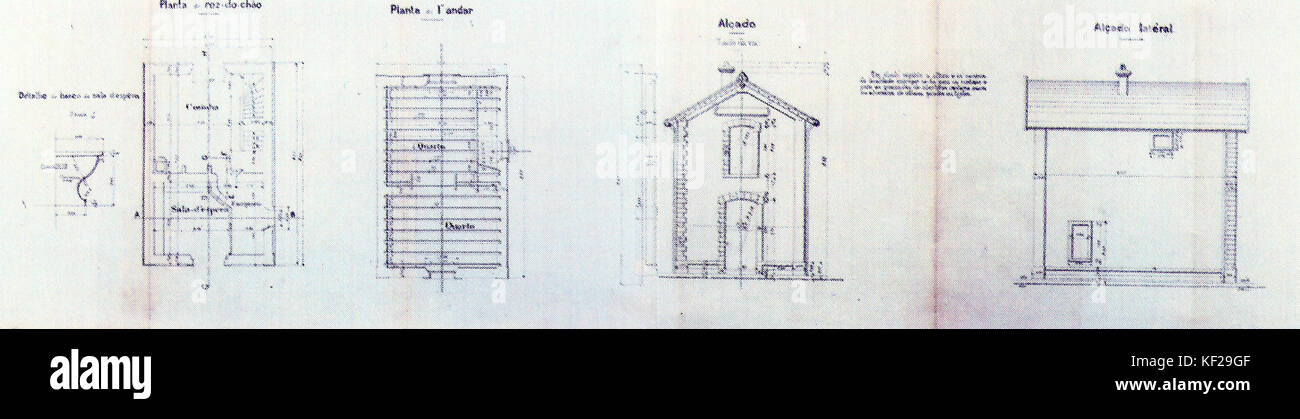 Norte Railway fourth class station blueprints Stock Photo - Alamy