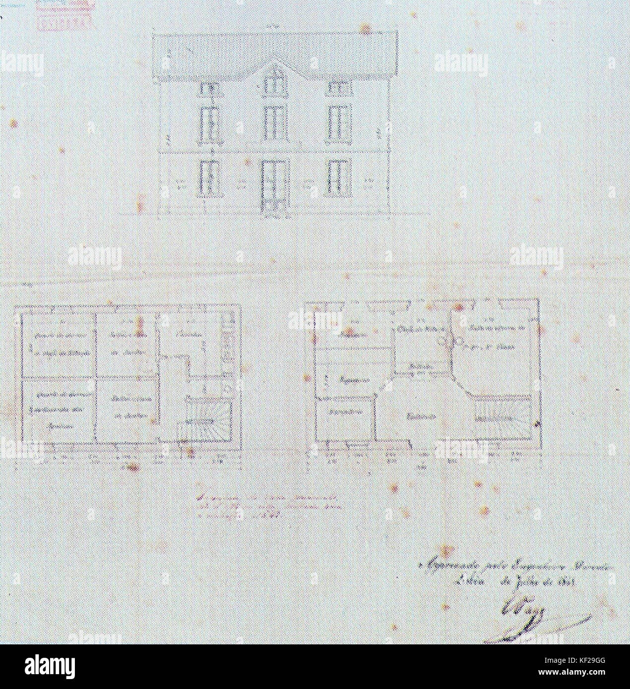 Norte Railway fourth class station blueprints 2 Stock Photo - Alamy
