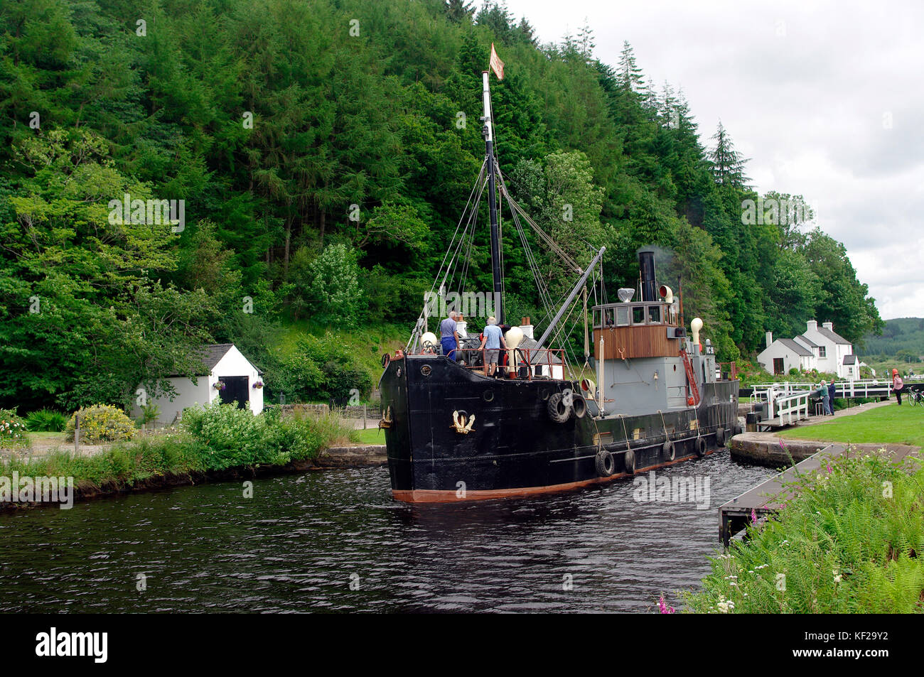 VIC 96 Steam boat on Crinan Canal Stock Photo - Alamy