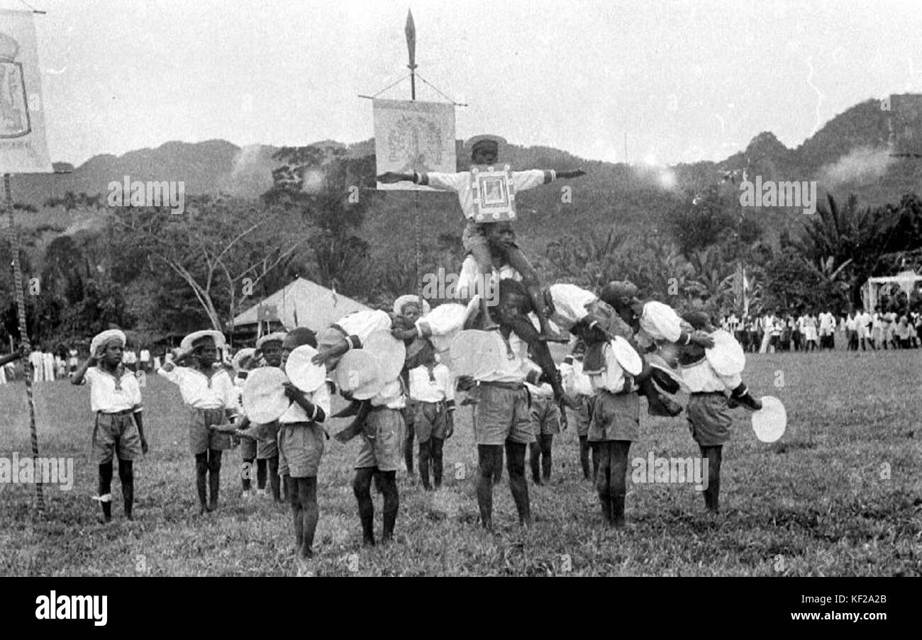 This image captures Protestant missionary school children performing ...