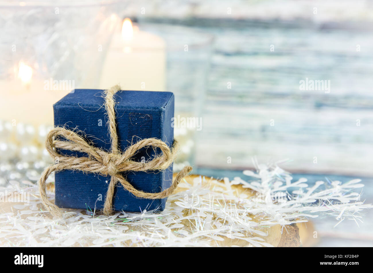 blue present box with ribbon Stock Photo - Alamy