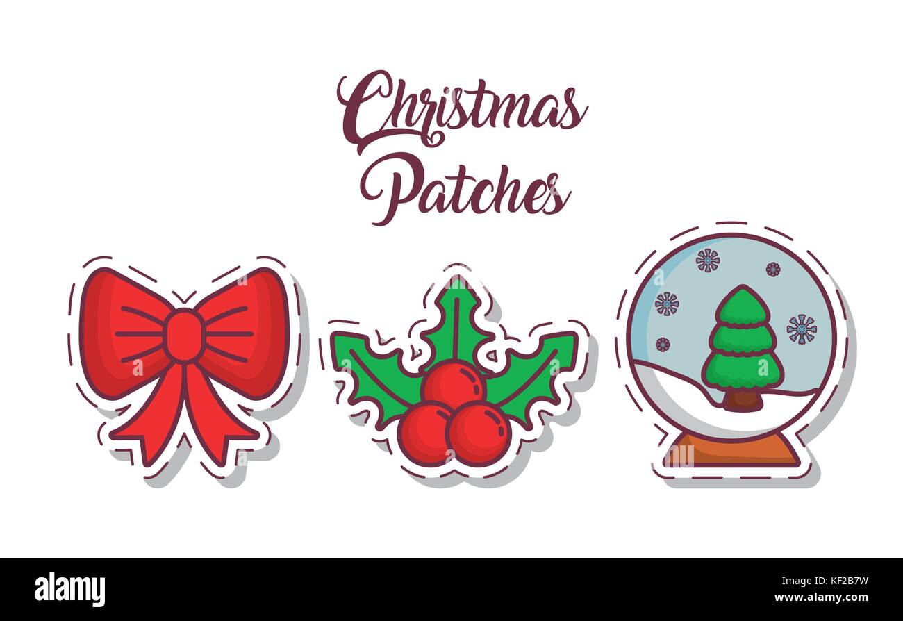 christmas patches icon set over white background colorful design vector ...