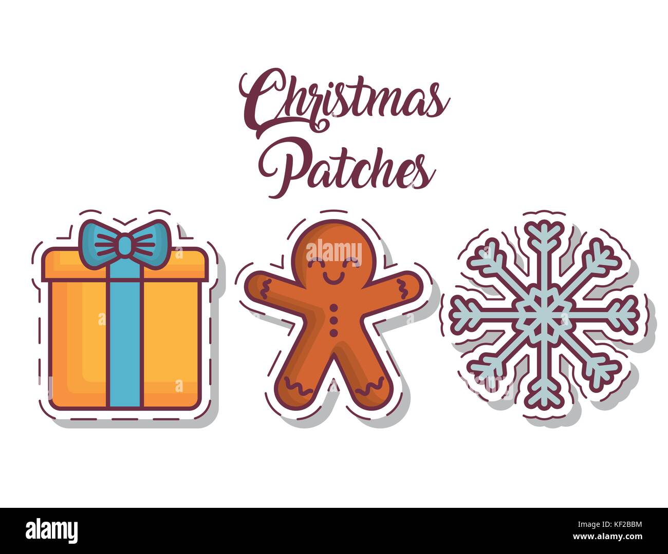 christmas patches icon set over white background colorful design vector ...