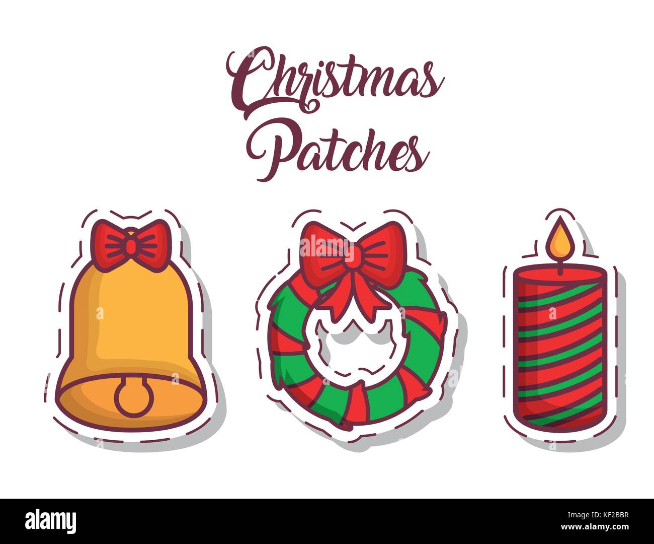 christmas patches icon set over white background colorful design vector ...