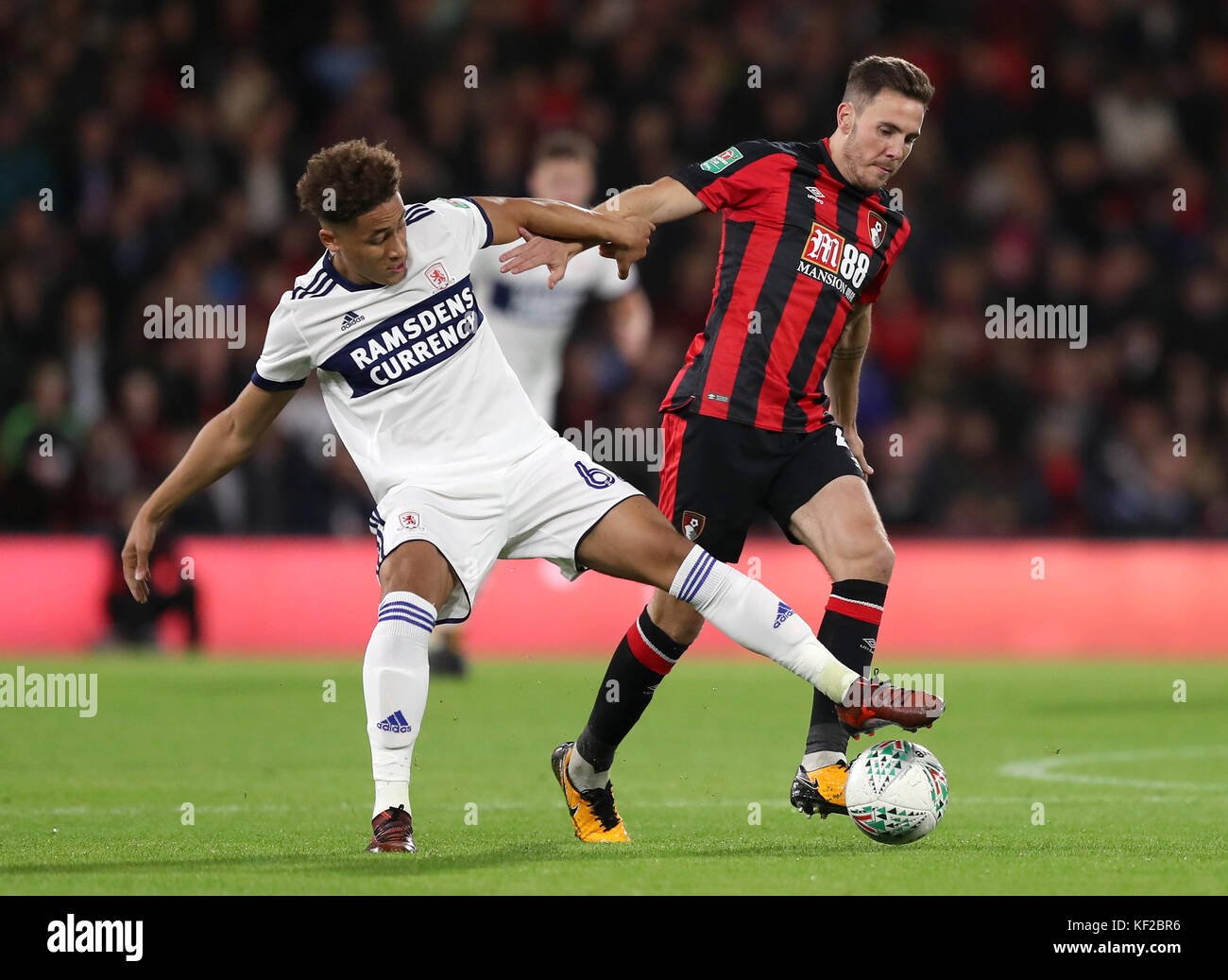 Middlesbrough's Marcus Tavernier (left) and AFC Bournemouth's Dan ...