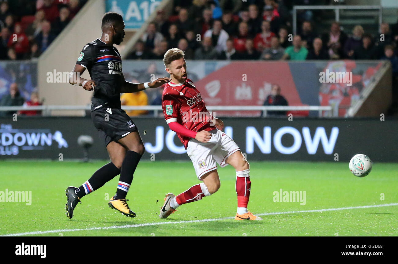 Bristol City's Matty Taylor misses a chance to score during the Carabao ...