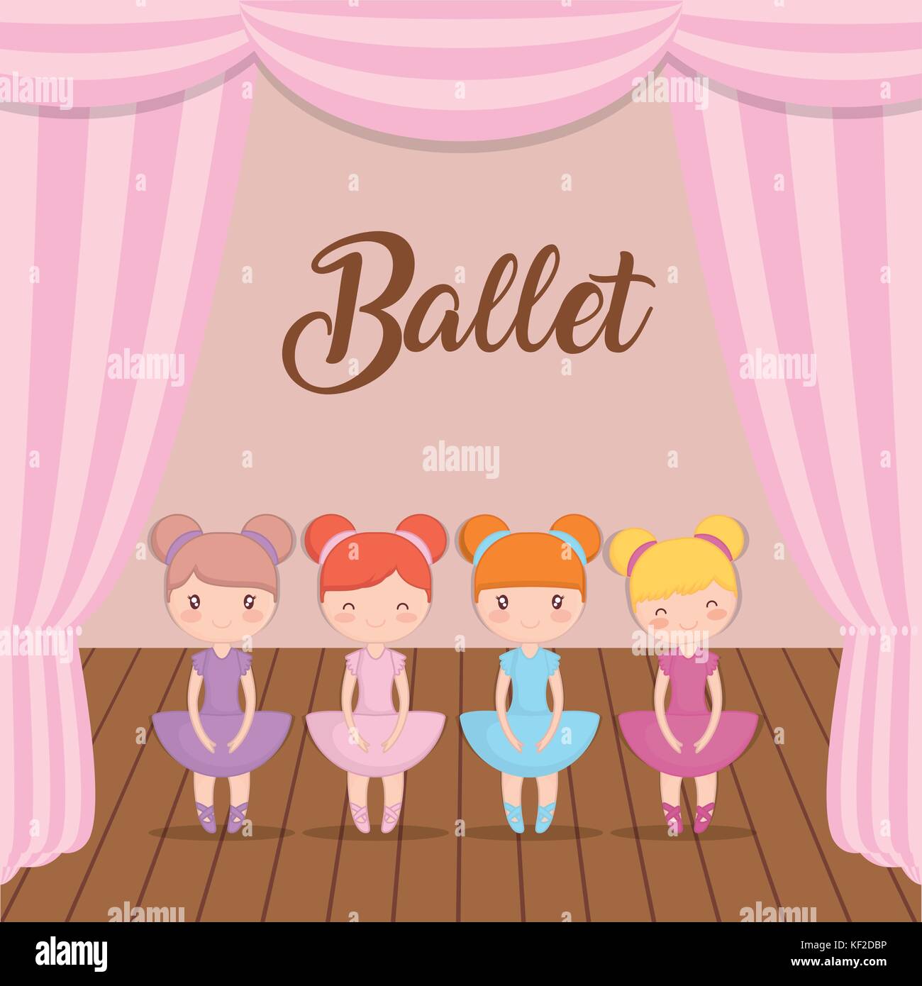 ballet ballerina over studio background colorful design vector ...