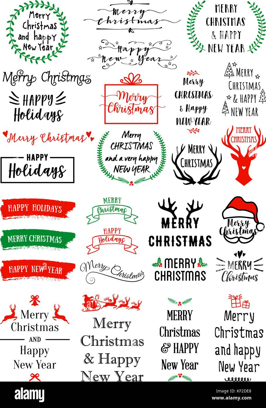 Christmas text overlays for cards, banners, tags, set of vector graphic ...
