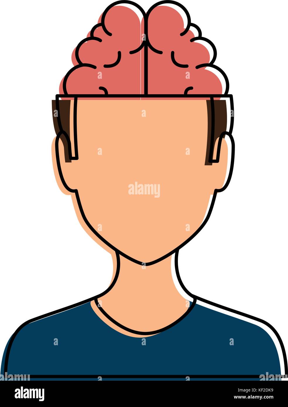 young man with brain avatar character vector illustration design Stock ...