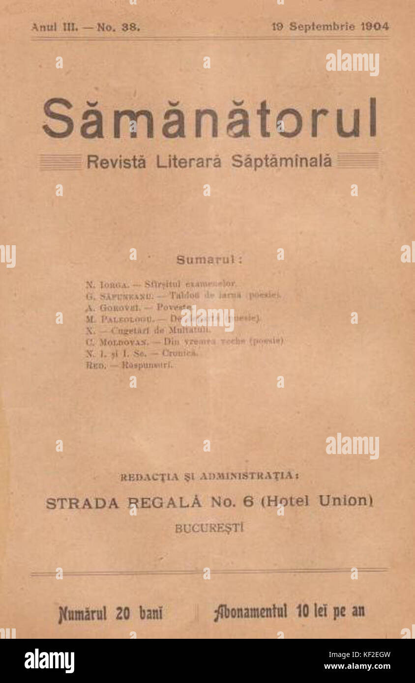 A historical Romanian newspaper front page from September 19, 1904 ...