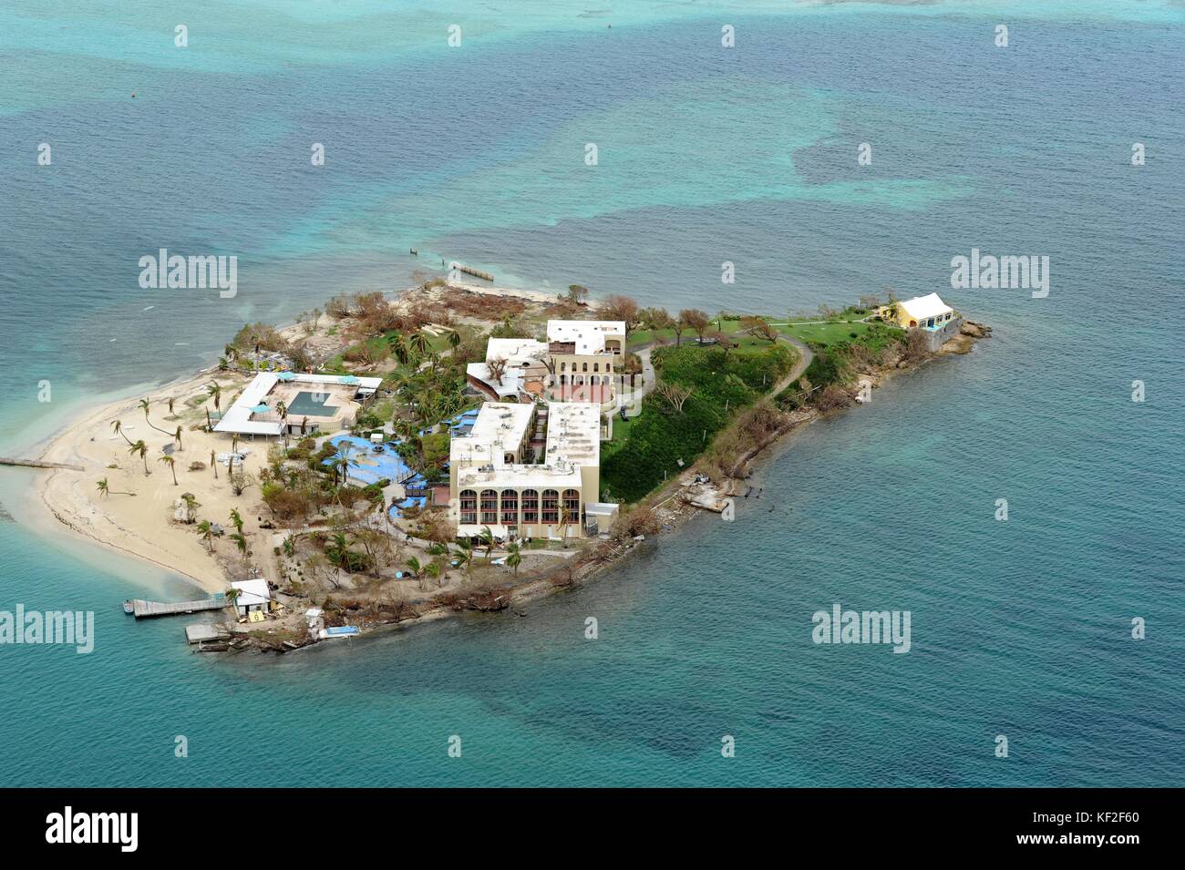 Aerial view of the damage and beach erosion caused by Hurricane Maria ...