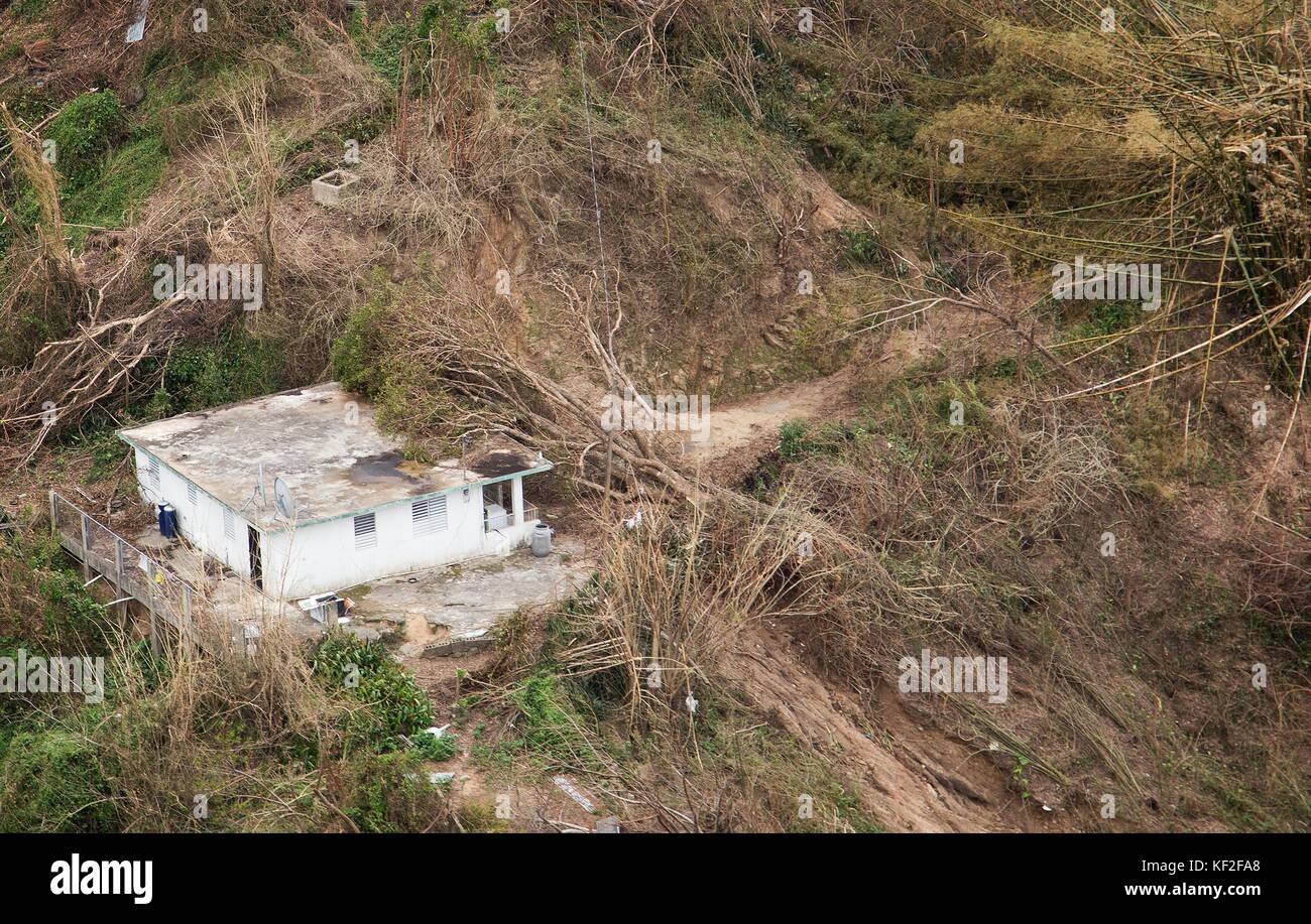 A landslide caused by the heavy rain and wind brought by Hurricane ...
