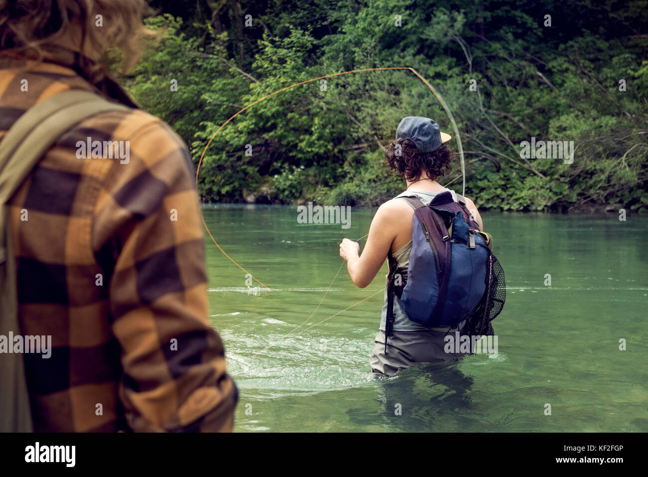 Man fly fishing in soca river hi-res stock photography and images - Alamy