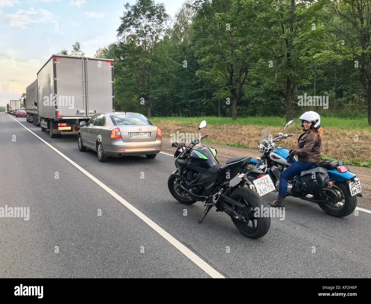 Traffic jam road line country hi-res stock photography and images - Alamy