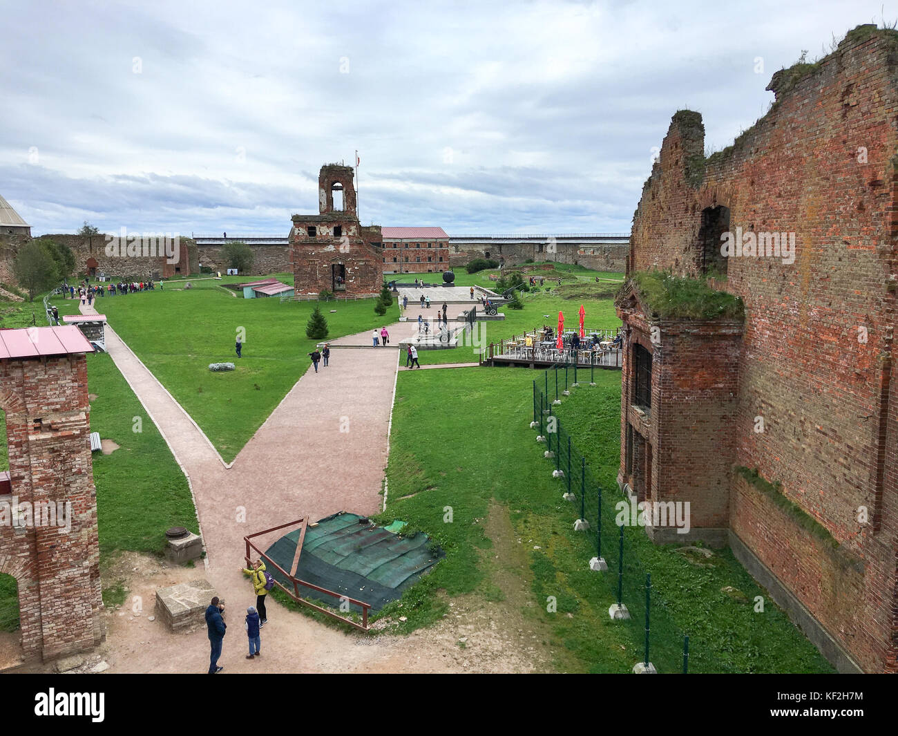 SHLISSELBURG, RUSSIA-CIRCA SEP, 2017: Top view at the inner area of ...