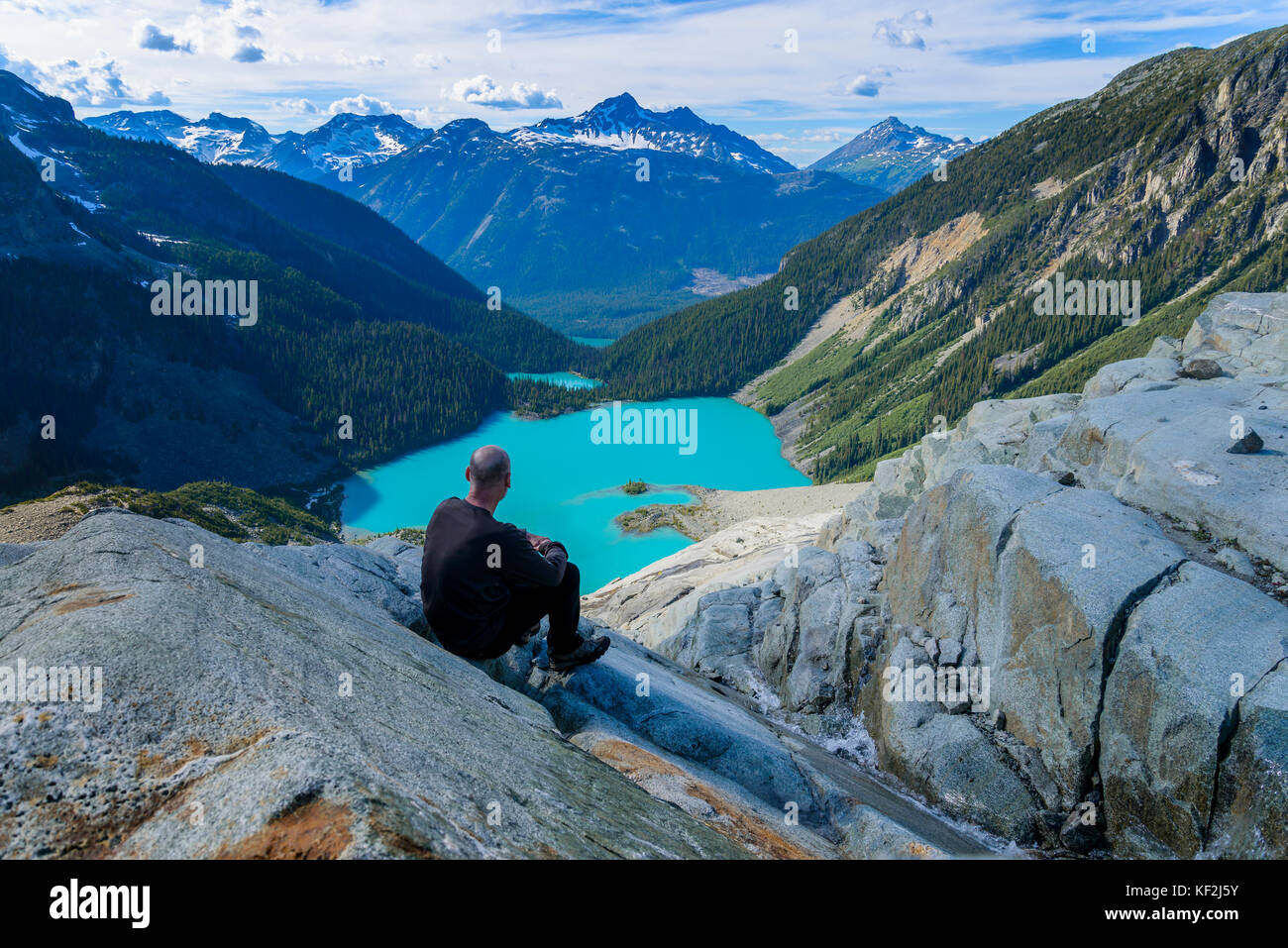 View of all 3 Joffre Lakes from Matier Glacier edge, Joffre Lakes ...