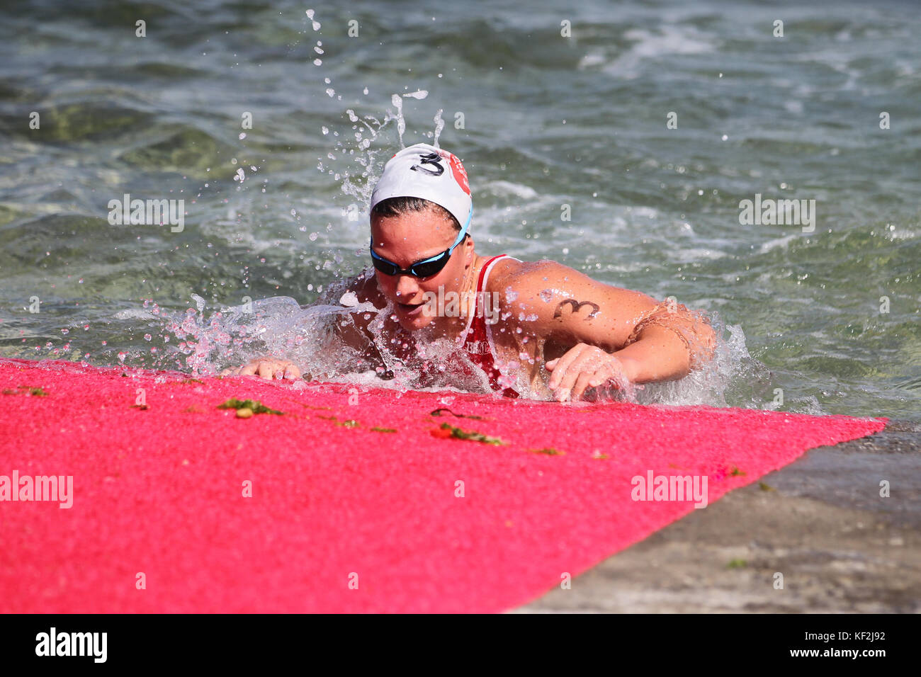 ISTANBUL, TURKEY - JULY 30, 2017: Athlete competing in swimming ...
