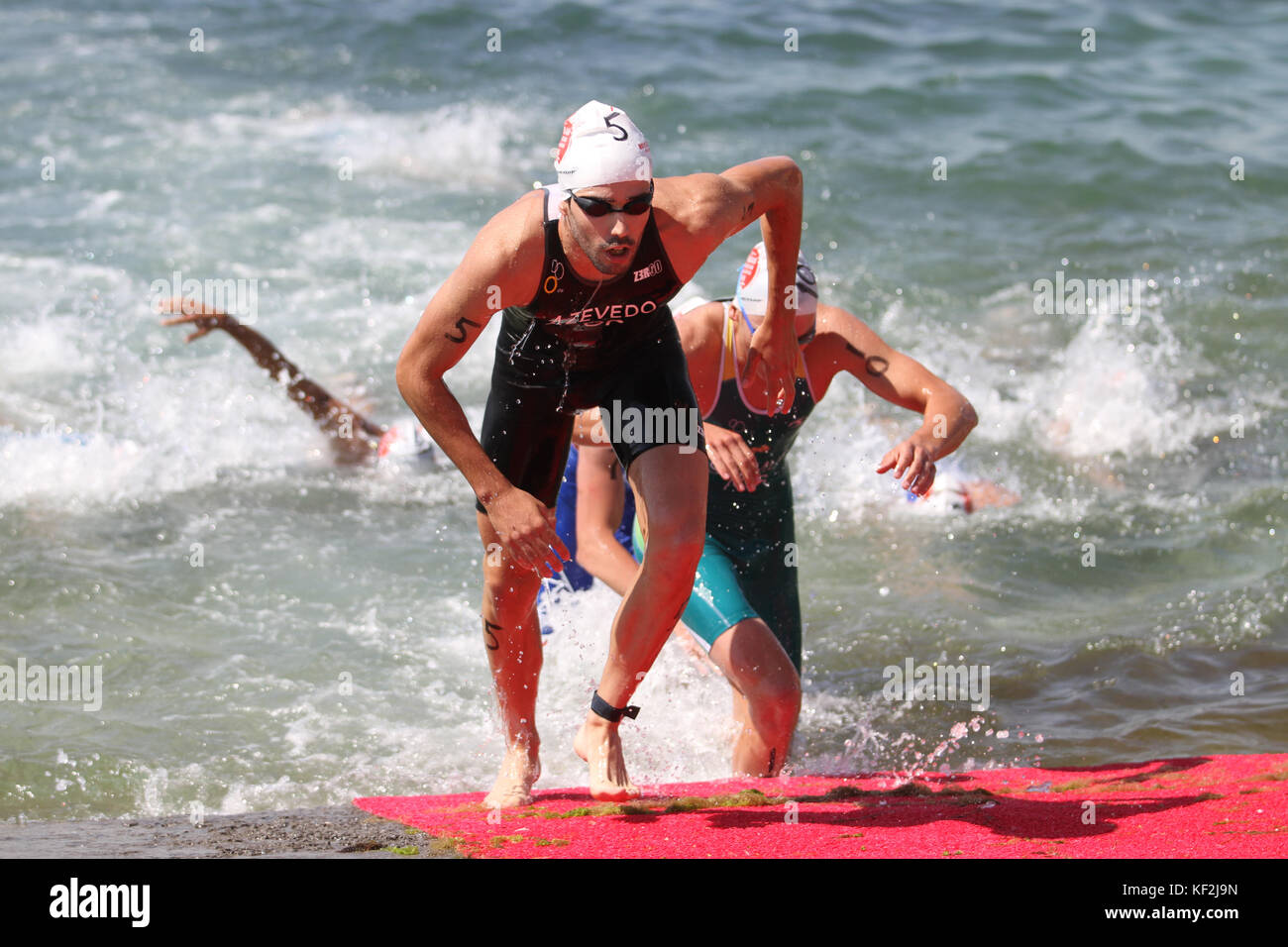 ISTANBUL, TURKEY - JULY 30, 2017: Athletes competing in swimming ...