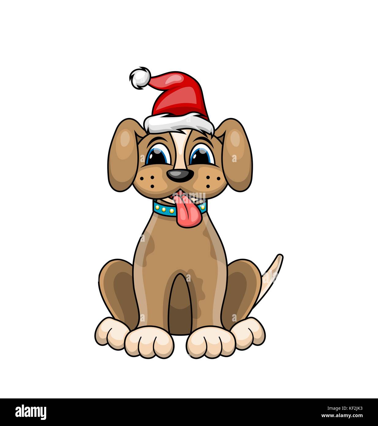 Christmas Dog Portrait in Red Santa Hat. Character Poopy Isolated on ...